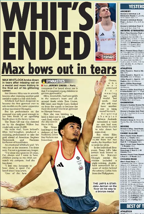 WHIT’S ENDED Max bows out in tears - PressReader