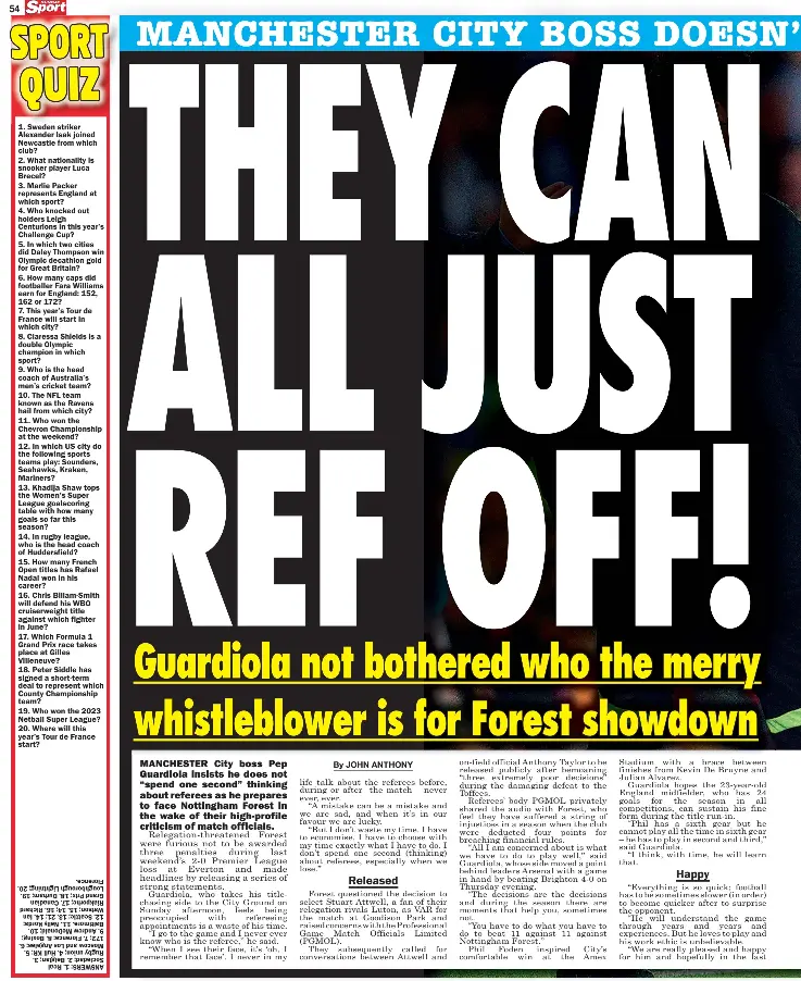 THEY CAN ALL JUST REF OFF! - PressReader