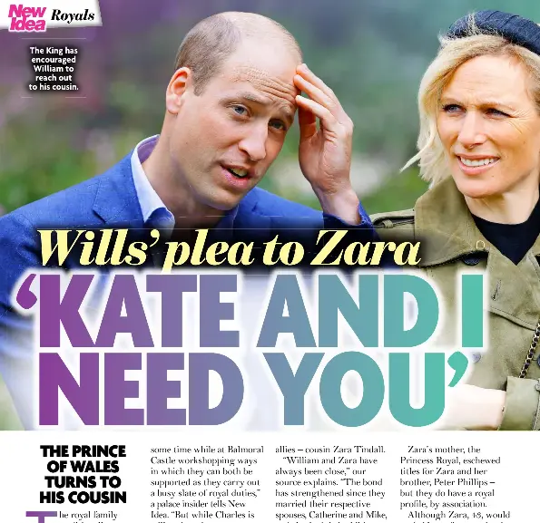 Wills’ plea to Zara ‘KATE AND I NEED YOU’ - PressReader