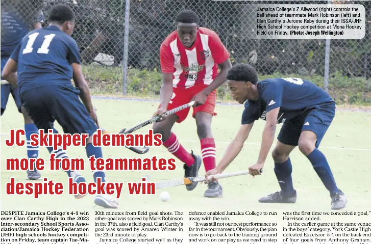 JC skipper demands more from teammates despite hockey win - PressReader