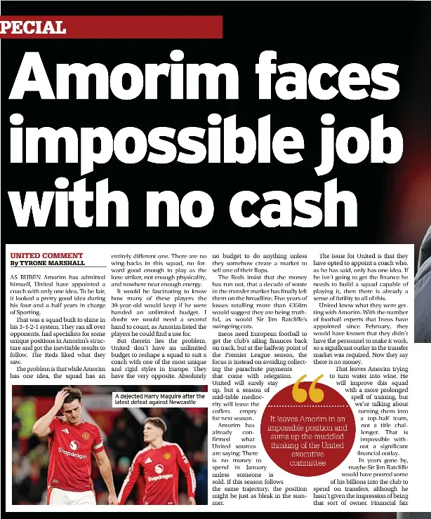 Amorim faces impossible job with no cash - PressReader