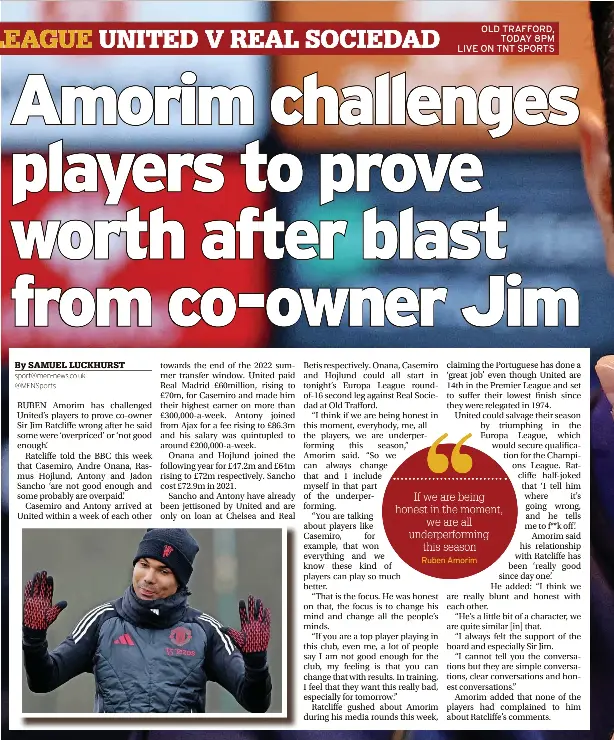 Amorim challenges players to prove worth after blast from co-owner Jim - PressReader