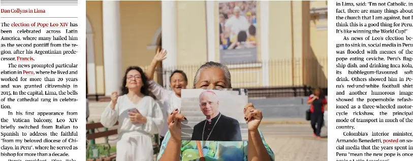 The pope is Peruvian’: elation in country where pontiff served as bishop - PressReader
