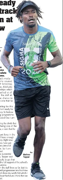 Tapper ready to begin track revolution at St Andrew High - PressReader