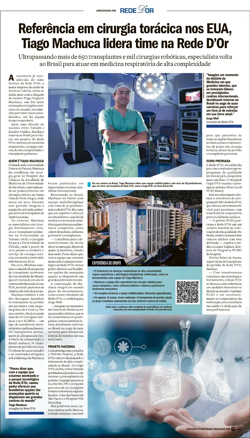 Referência em cirurgia torácica nos EUA, Tiago Machuca lidera time na ...