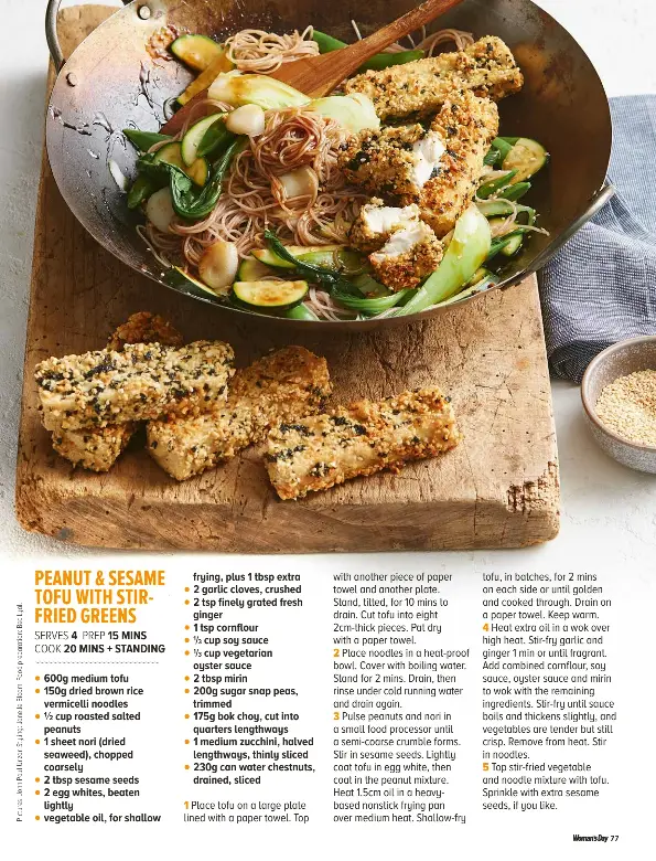 PEANUT & SESAME TOFU WITH STIRFRIED GREENS - PressReader