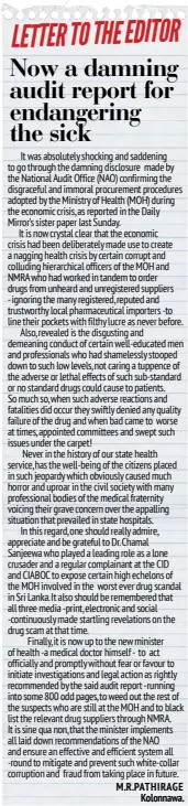 Now a damning audit report for endangerin­g the sick - PressReader