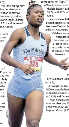 Carr, Pitter shine at Youngster Goldsmith | Jamaica Gleaner | PressReade­r