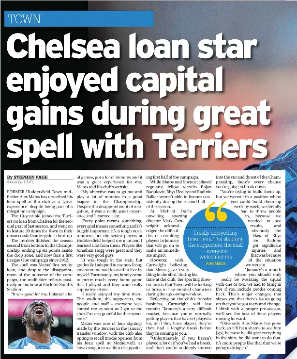 Chelsea loan star enjoyed capital gains during great spell with Terriers - PressReader