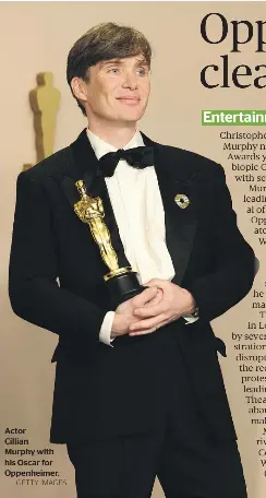 Oppenheime­r film cleans up at Oscars - PressReader