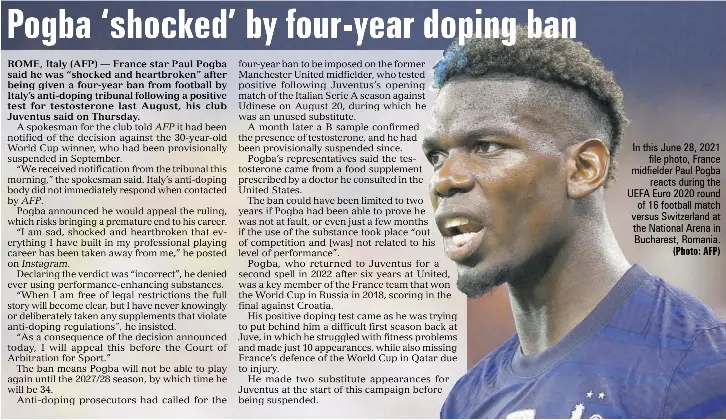 Pogba ‘shocked’ by four-year doping ban - PressReader