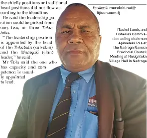 Positions not only through bloodline, says Tola - PressReader