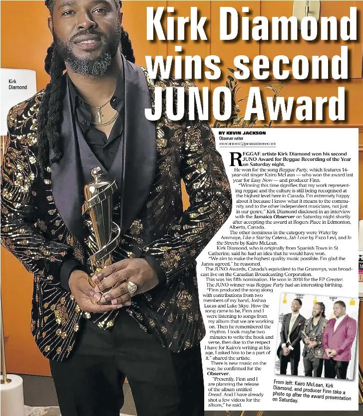 Kirk Diamond wins second JUNO Award - PressReader