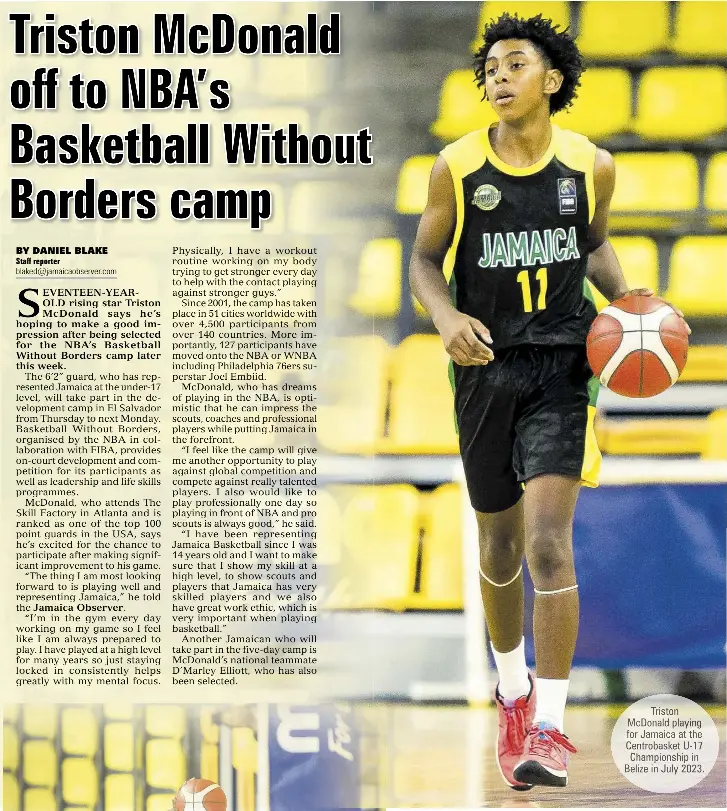 Triston Mcdonald off to NBA’S Basketball Without Borders camp - PressReader