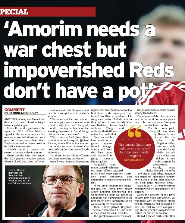 ‘Amorim needs a war chest but impoverish­ed Reds don’t have a pot’ - PressReader