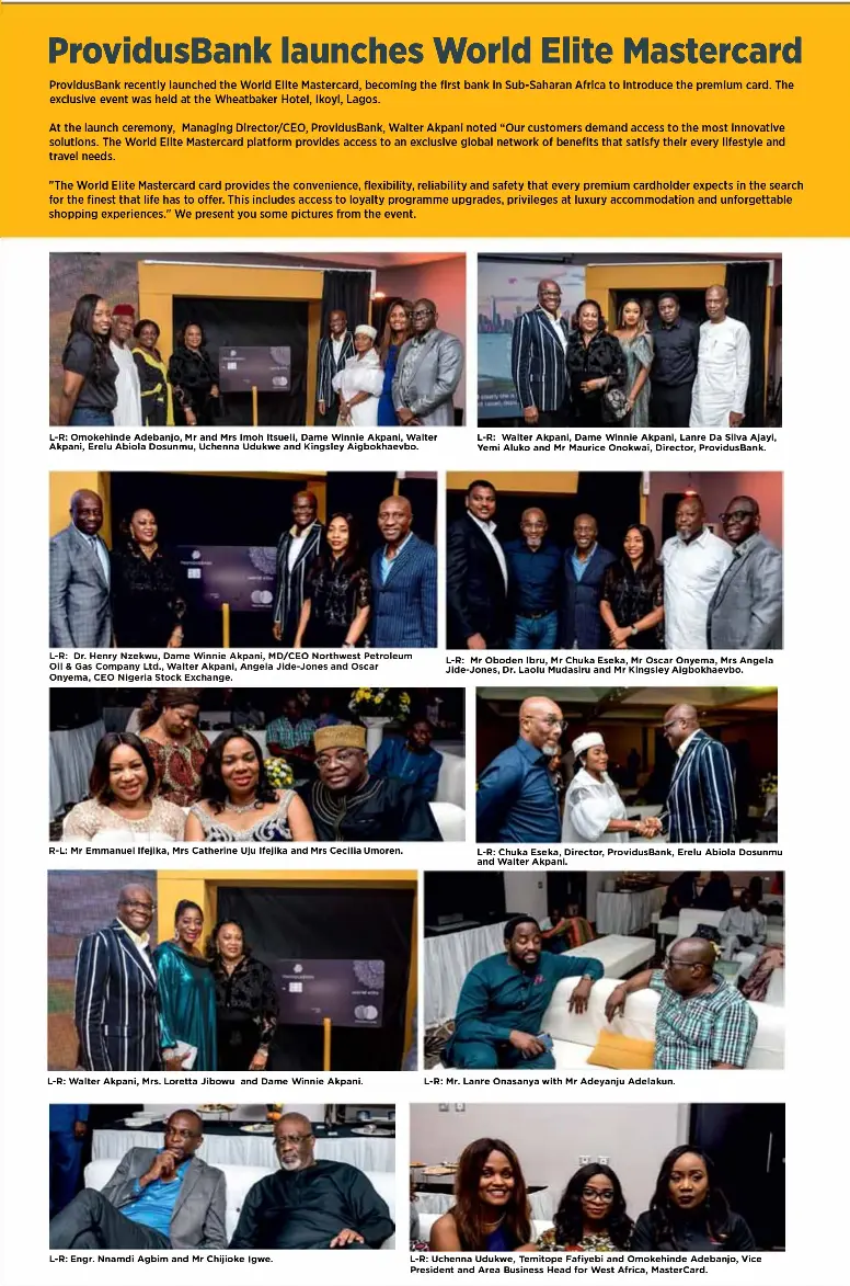 ProvidusBa­nk launches World Elite Mastercard - PressReader