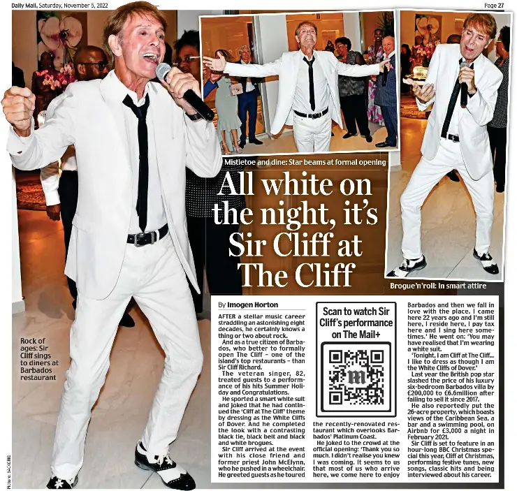 All white on the night, it’s Sir Cliff at The Cliff - PressReader
