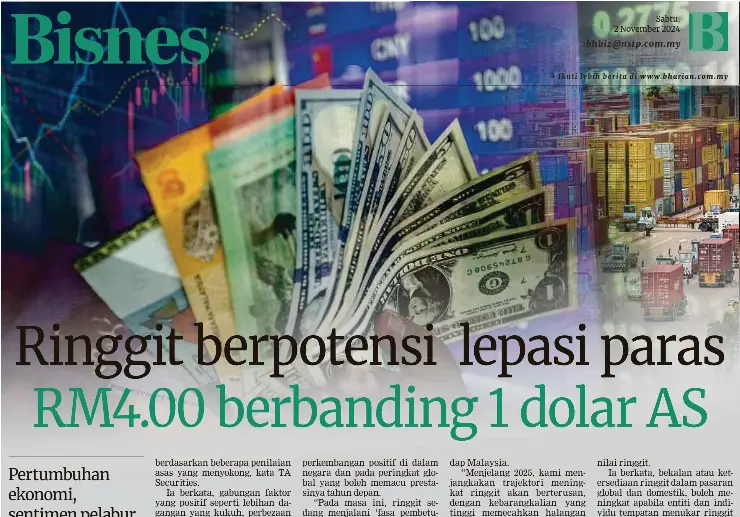 Ringgit berpotensi lepasi paras RM4.00 berbanding 1 dolar AS - PressReader