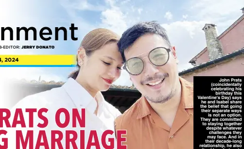 JOHN PRATS ON KEEPING MARRIAGE STRONG WITH ISABEL OLI: SEPARATION IS NOT AN OPTION - PressReader