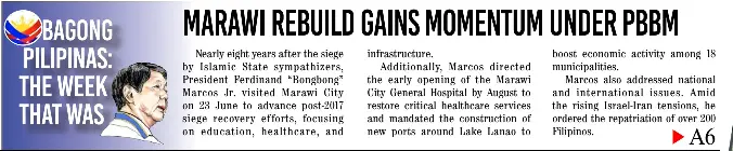 Marawi rebuild gains momentum under PBBM - PressReader