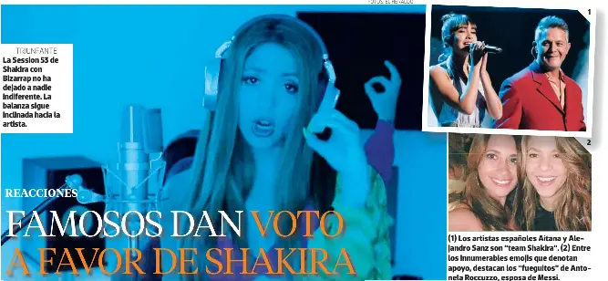 FAMOSOS DAN VOTO A FAVOR DE SHAKIRA - PressReader
