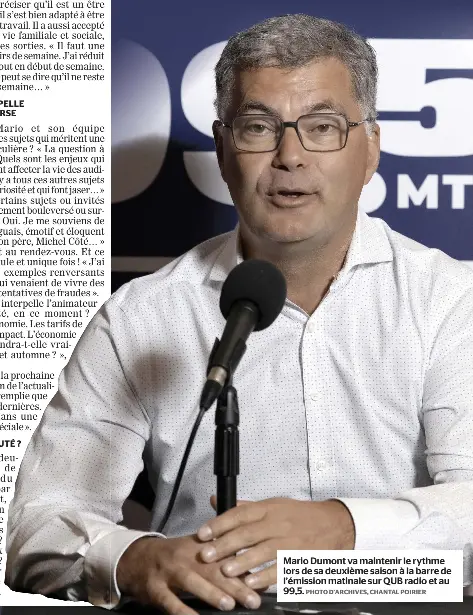 Mario Dumont garde le cap pour sa 2e saison - PressReader