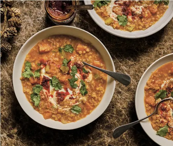 Spiced lentil and pumpkin soup with harissa - PressReader
