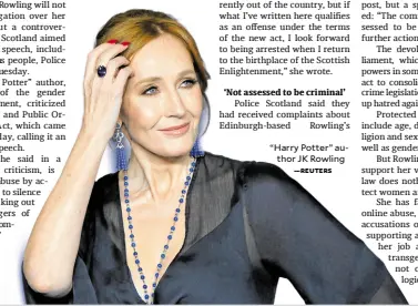 JK Rowling in clear after hate speech law criticism - PressReader