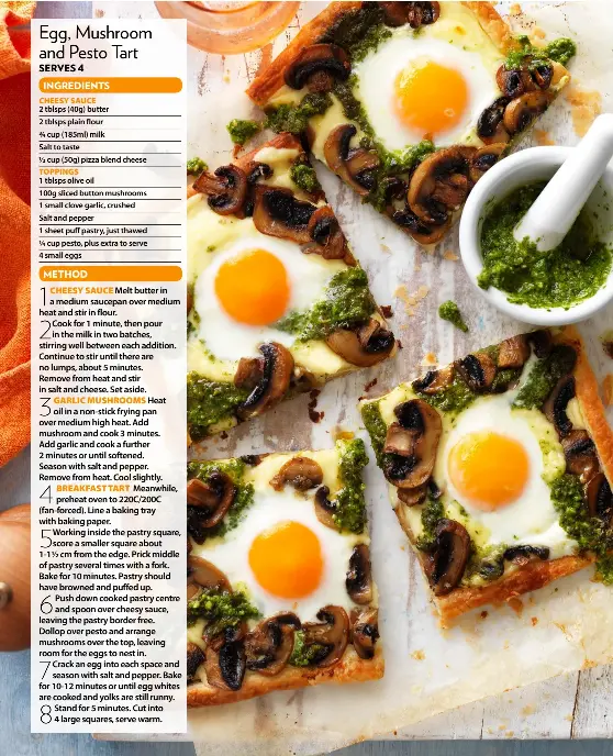 Egg, Mushroom and Pesto Tart - PressReader