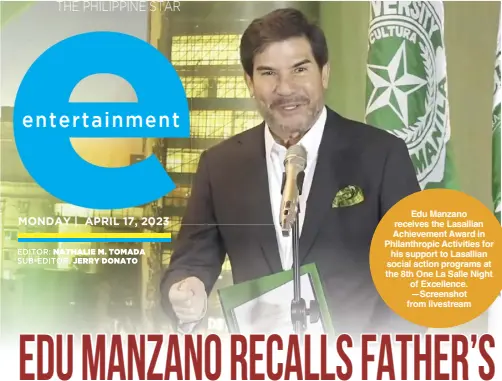 EDU MANZANO RECALLS FATHER’S INFLUENCE ON RECEIVING LASALLIAN ...