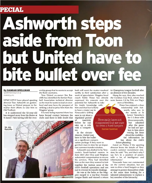 Ashworth steps aside from Toon but United have to bite bullet over fee - PressReader