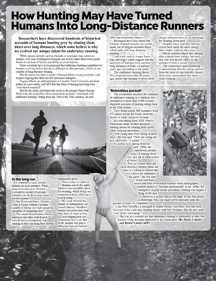 How Hunting May Have Turned Humans Into Long-Distance Runners - PressReader