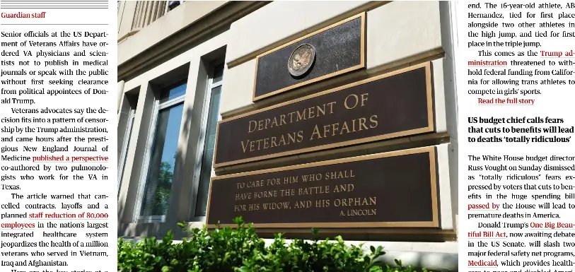 Trump news at a glance: veterans affairs department muzzled after critical article - PressReader