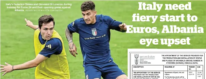 Italy need fiery start to Euros, Albania eye upset - PressReader