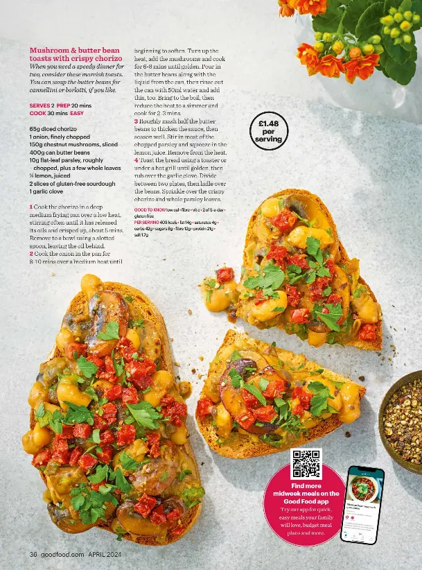 Mushroom & butter bean toasts with crispy chorizo - PressReader