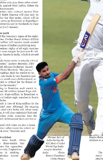 Indian tour: Cricket South Africa hits a big financial six - PressReader