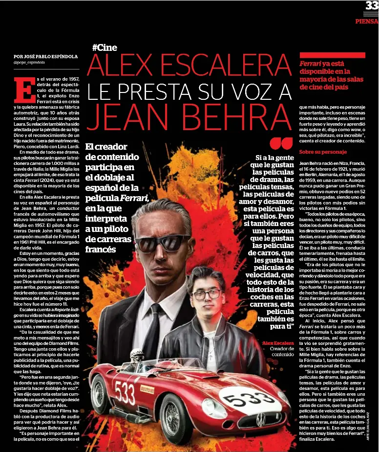 ALEX ESCALERA LE PRESTA SU VOZ A JEAN BEHRA - PressReader