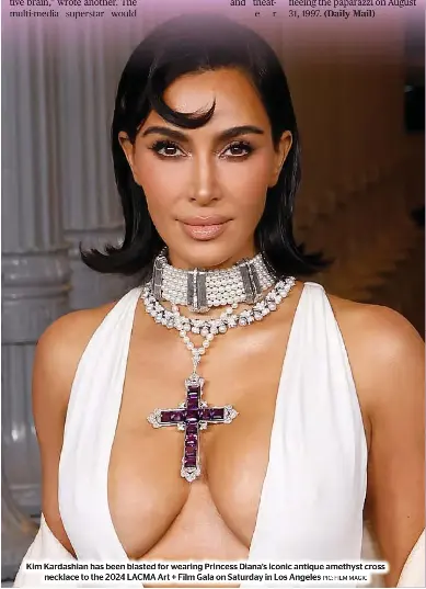 Fans rip into ‘vulgar’ Kim Kardashian for wearing Princess Diana’s iconic cross necklace ...