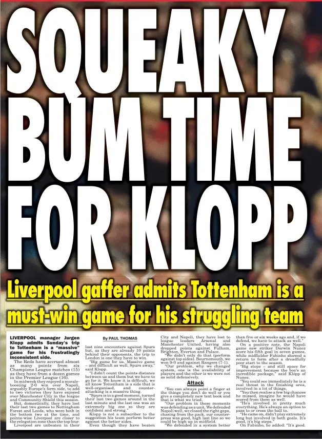 SQUEAKY BUM TIME FOR KLOPP - PressReader