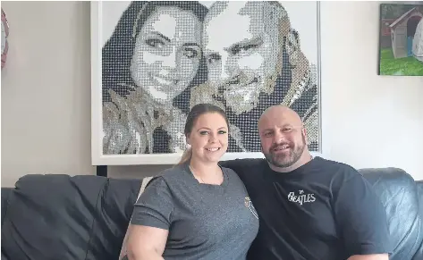 Groom Darren shows his love with a giant portrait made of 15k screws ...