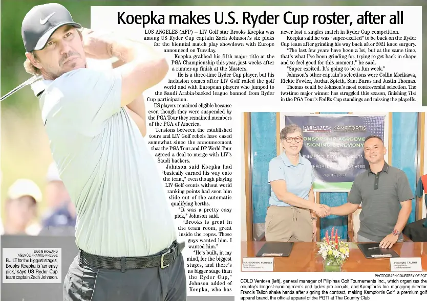 Koepka makes U.S. Ryder Cup roster, after all - PressReader