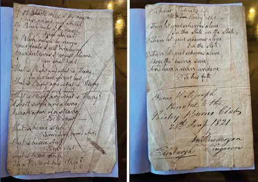 Rediscover­ed Burns manuscript reveals poet’s ‘dangerous’ political ...