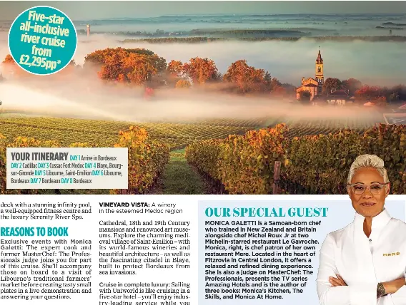 Sail through Bordeaux’s wine country with top TV chef Monica Galetti - PressReader