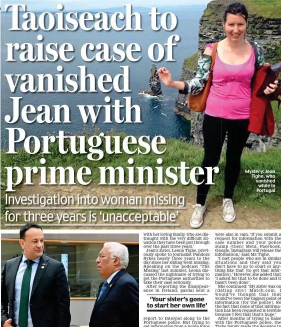 Taoiseach to raise case of vanished Jean with Portuguese prime minister - PressReader