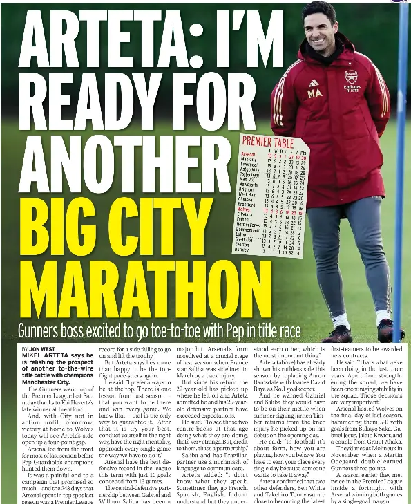 ARTETA: I’M READY FOR ANOTHER BIG CITY MARATHON - PressReader