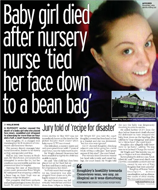 Baby girl died after nursery nurse ‘tied her face down to a bean bag’ - PressReader