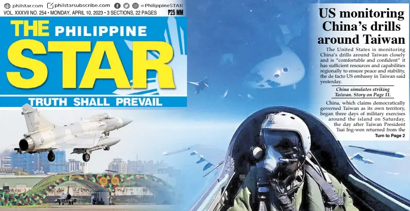 US monitoring China’s drills around Taiwan - PressReader