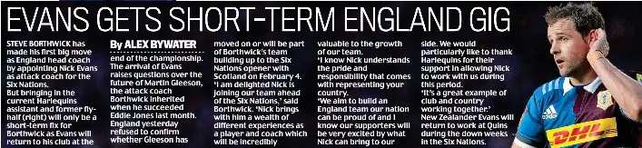 EVANS GETS SHORT-TERM ENGLAND GIG - PressReader