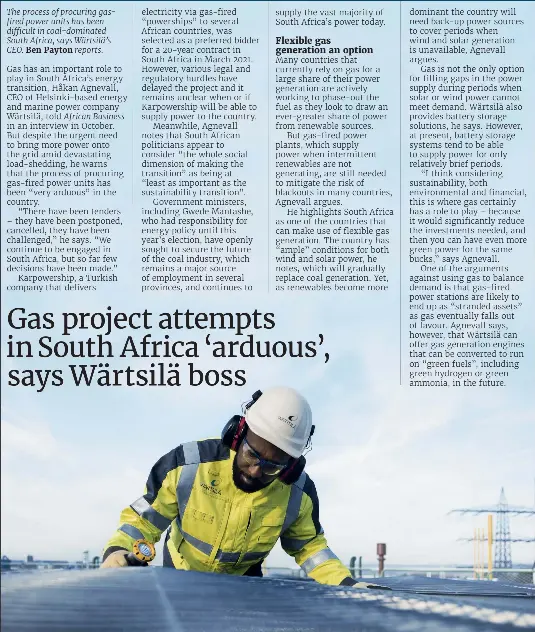 Gas project attempts in South Africa ‘arduous’, says Wärtsilä boss - PressReader