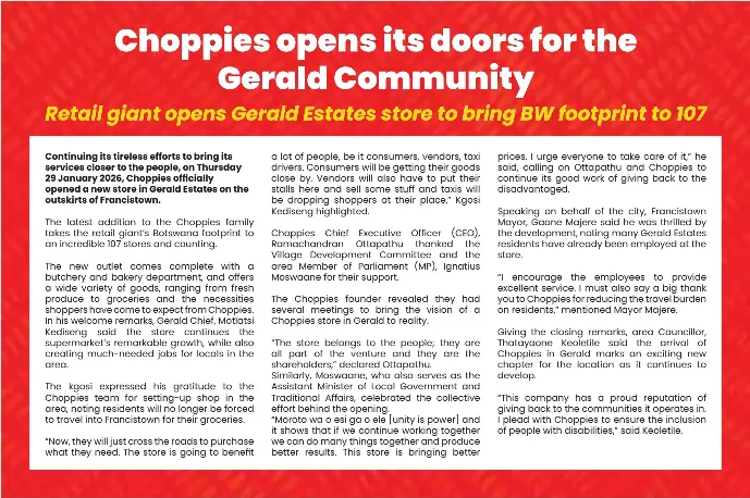 Choppies opens its doors for the Gerald Community - PressReader